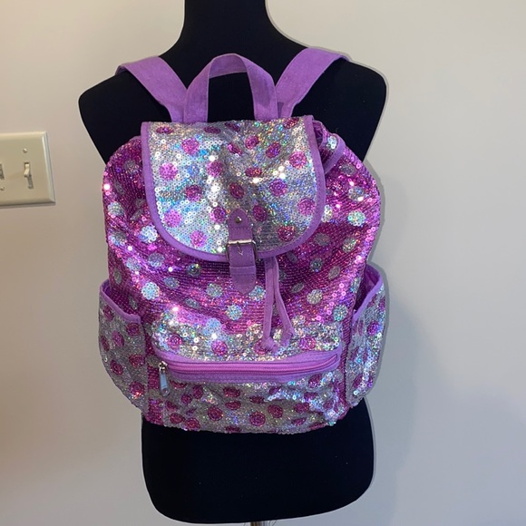 Justice | Bags | Justice Purplesilver Sequin Sparkly Backpack | Poshmark